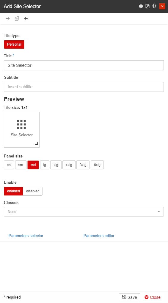 Pinning panels to tiles