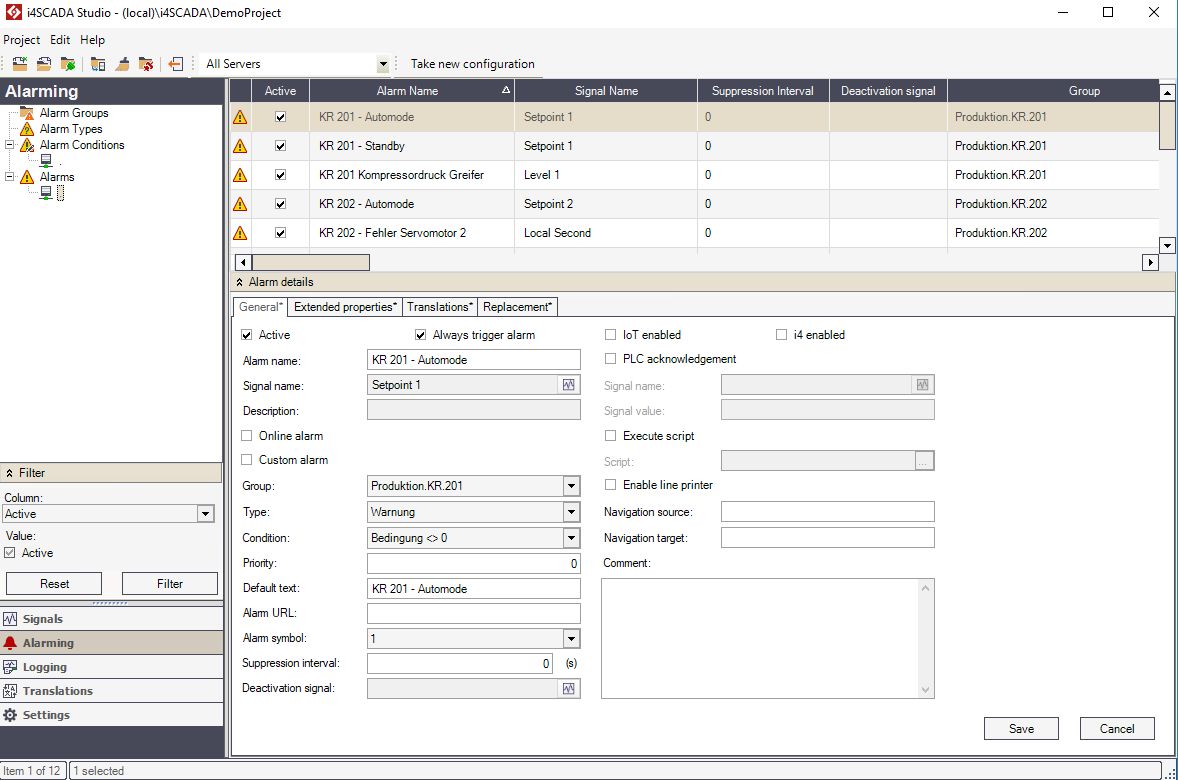 i4scada Studio Alarming