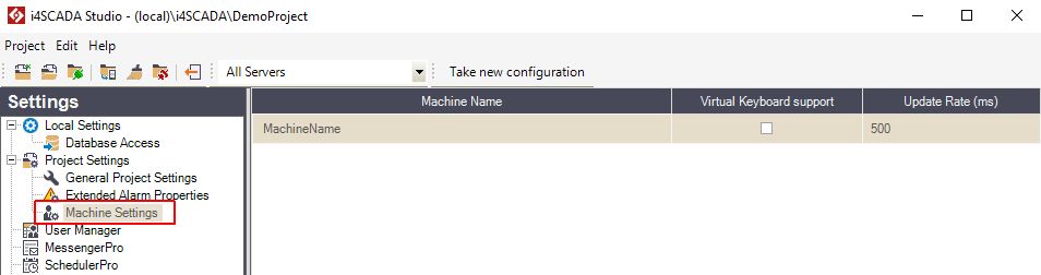 Machine Settings Section