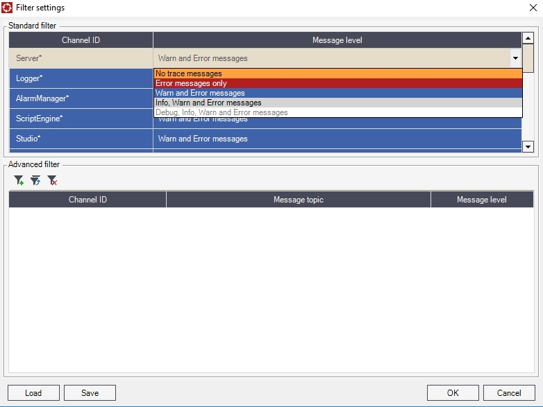 Activity Analyzer Filter Settings
