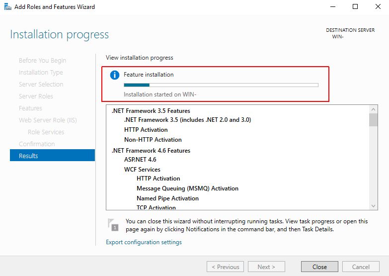 Activating Windows Roles and Features