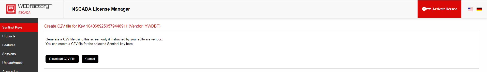 Activate a new software-based license