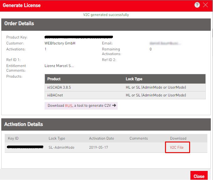 Activate a new software-based license