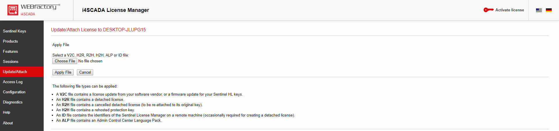Activate a new software-based license